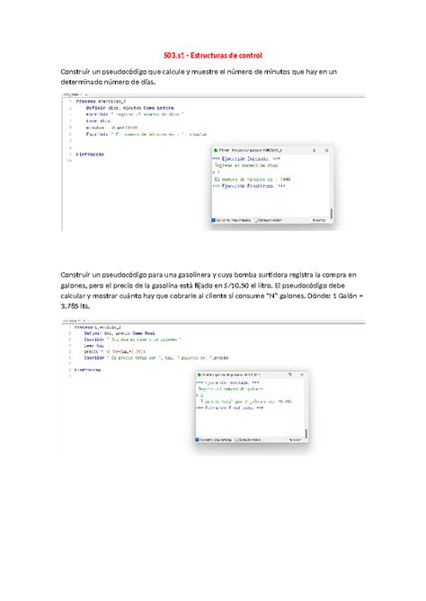 Algoritmos semana S Estructuras de control Construir un pseudocódigo