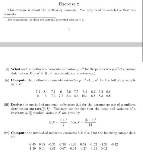 Solved Exercise 2 This Exercise Is About The Method Of Moments You Only Course Hero