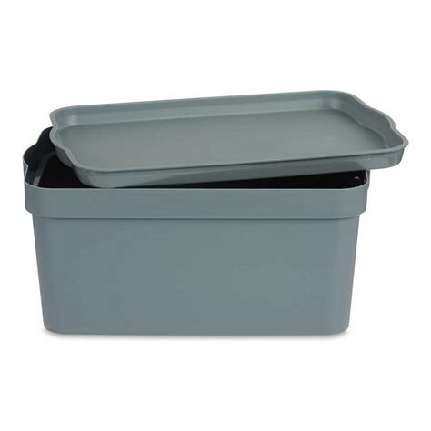 Кутия за съхранение Kipit Сива С капак Пластмаса 7 5 Литра 21 X 14