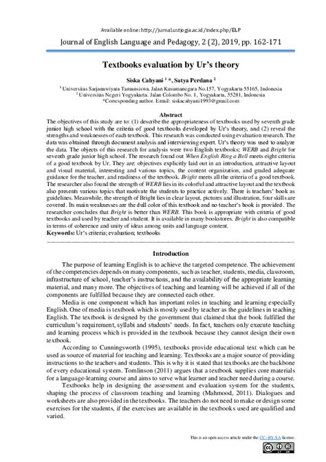 Pdf Textbooks Evaluation By Urs Theory 2117051062 Siska Ayu Cahyani