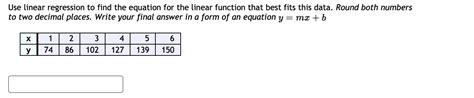 Solved Use Linear Regression To Find The Equation For The Chegg