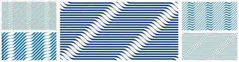 Geometric Wavy Lines Seamless Pattern Vector Set D Dimensional Endless Background Wallpaper