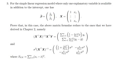 Solved 3 For The Simple Linear Regression Model Where Only