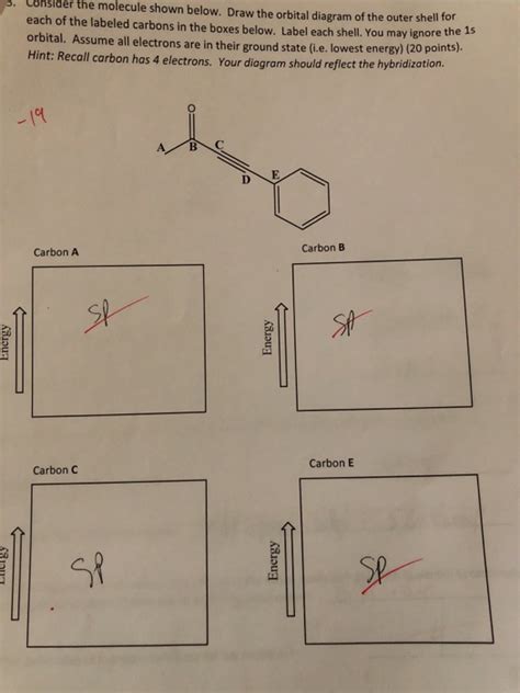 Solved . Consider the molecule shown below. Draw the orbital | Chegg.com