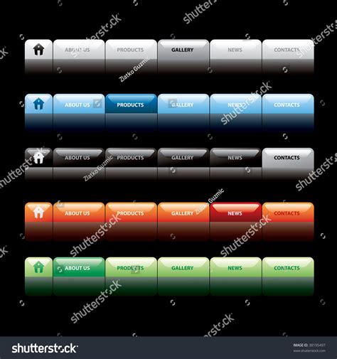 Vector Navigation Buttons Fully Editable Text Stock Vector Royalty