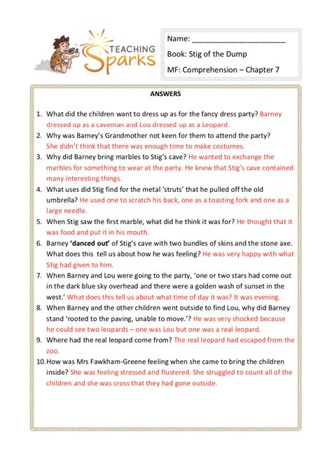 Stig Of The Dump Year 3 Year 4 Comprehension Planning Resources