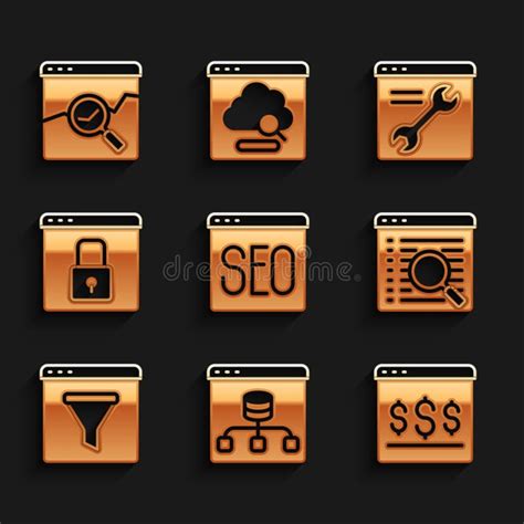 Set SEO Optimization, Server, Data, Online Shopping Screen, Search Engine, Browser Window ...