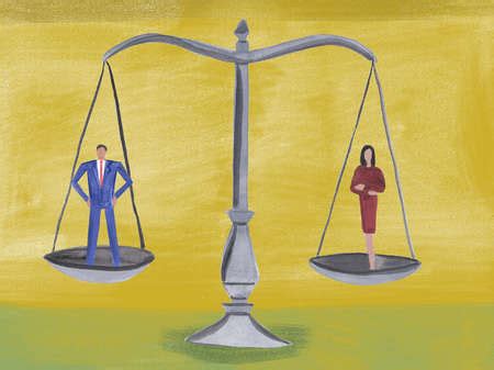 Stock Illustration Man And Woman On Scale