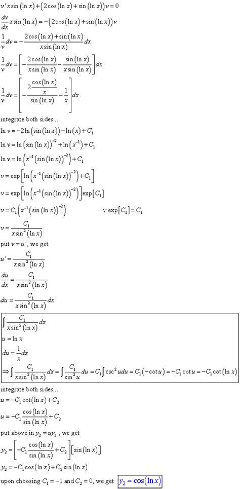 differential equations solved examples use the reduction of order to
