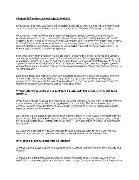 Chapter Redundancy And High Availability Chapter Redundancy And High Availability