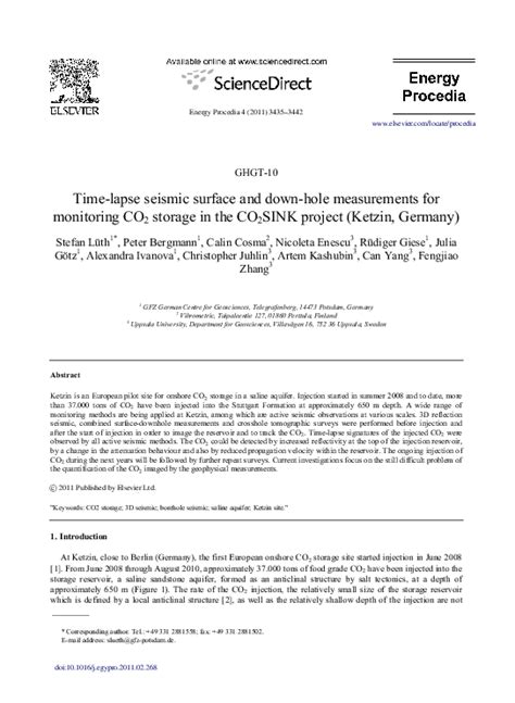 Pdf Time Lapse Seismic Surface And Down Hole Measurements For