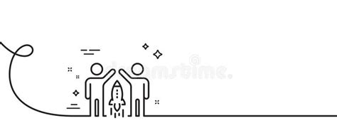 Partnership Line Icon Business Management Sign Continuous Line With