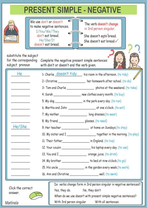 Present Simple Negative Exercises
