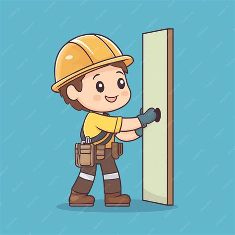Cute Drywall Installer Fixing Holes Vector Premium Ai Generated Vector