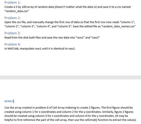 Problem Create A By Array Of Random Data Chegg Com