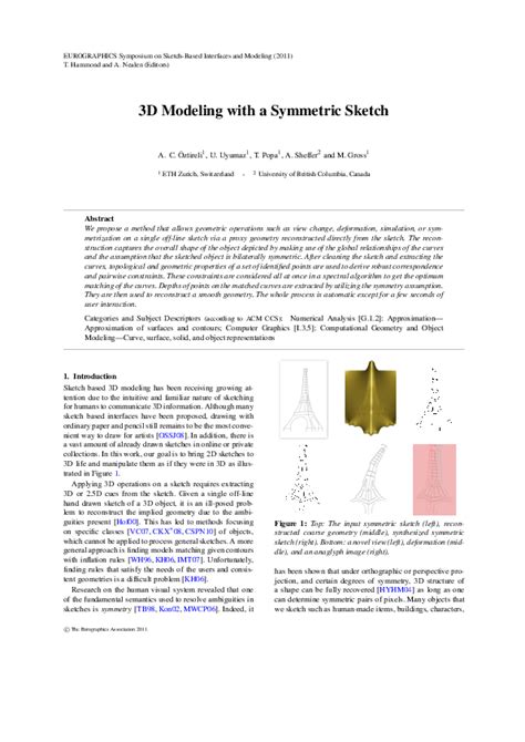 pdf 3d modeling with a symmetric sketch tiberiu popa