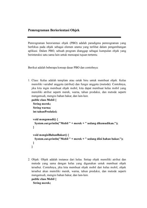 Pemrograman Berbasis Objek Pemrograman Beriorientasi Objek Pemrograman Berorientasi Objek Pbo