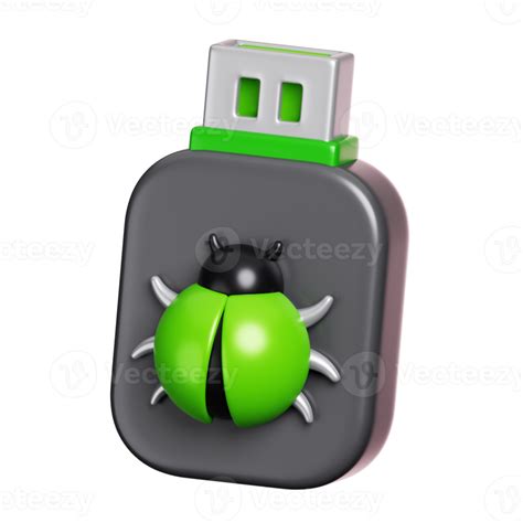 Usb Flash Drive With Virus Bug Icon Isolated Computer Device Security Icon 3d Illustration