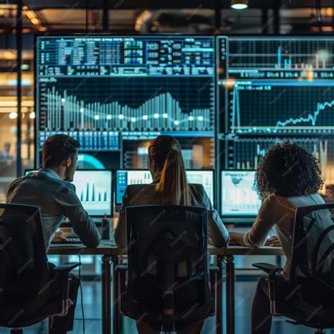 A Group Of People Sit At A Computer With A Graph Showing The Graph