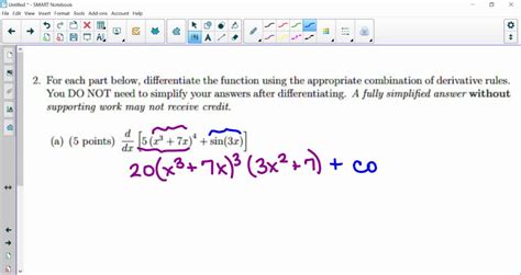 SOLVED For Each Part Below Differentiate The Function Using The Appropriate Combination Of