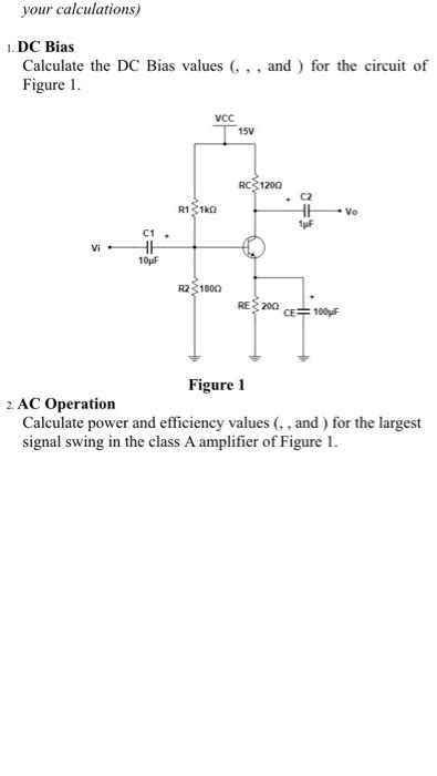 solved 1 dc bias calculate the dc bias values and