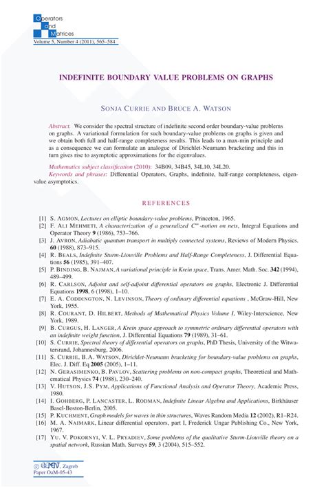 Pdf Indefinite Boundary Value Problems On Graphs