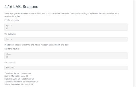 solved 4 16 lab seasons write a program that takes a date