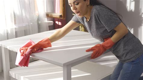 Intensive House Cleaning Wiping The Table With A Cloth Wiping The