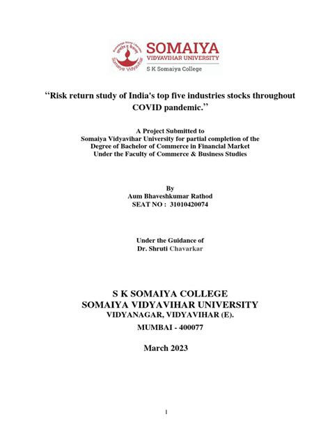 Aum White Book Project Final 074 Rathod Aum Download Free Pdf Capital Asset Pricing Model