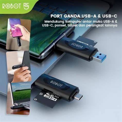 Card Reader Robot CR302 2in1 USB 3 0 To Type C BJ Cell