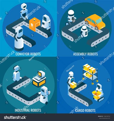 Automation Robotics Vector Isometric Poster Banner Stock Vector Royalty Free 1106378753