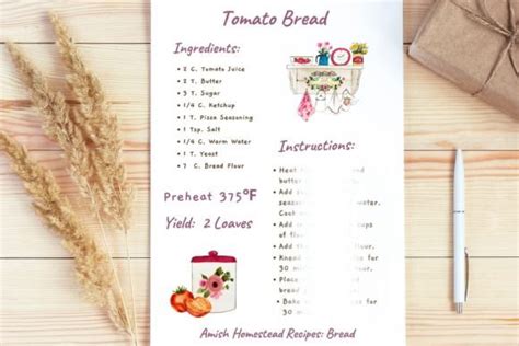 Amish Tomato Bread Printable Recipe Graphic By Mainandmouse · Creative