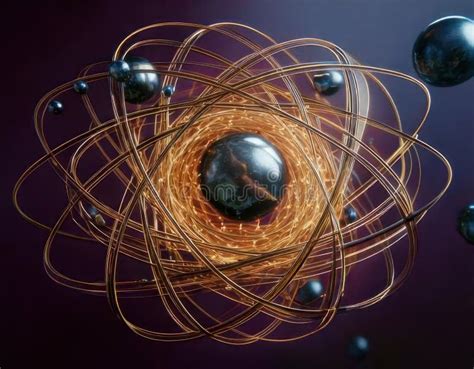 Rendering Of Atoms With Electrons Abstract Scientific Visualization Stock Illustration