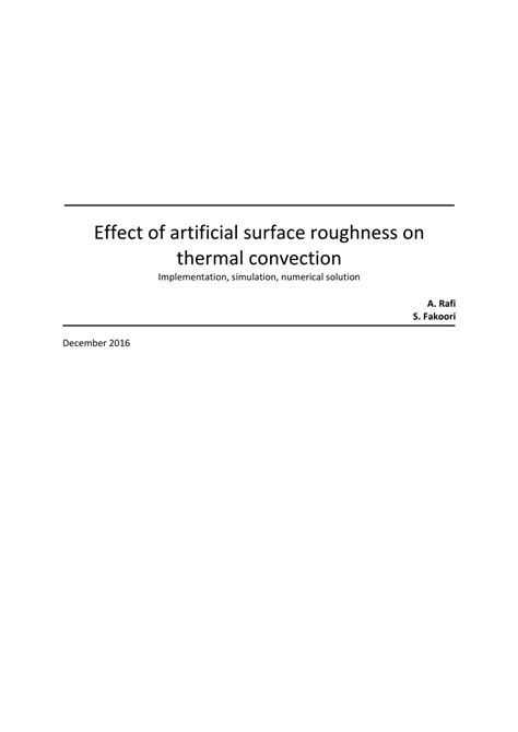 Pdf Effect Of Artificial Surface Roughness On Thermal Convection