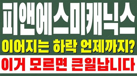 피앤에스미캐닉스 주가전망 이어지는 하락 언제까지 이거 모르면 큰일납니다 Youtube