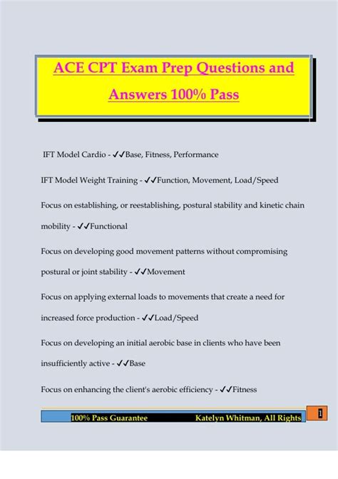 Ace Cpt Exam Prep Questions And Answers 100 Pass Ace Personal Trainer Stuvia Us