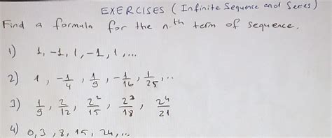 Solved Find EXERCISES Infinite Sequence And Series A Chegg Com