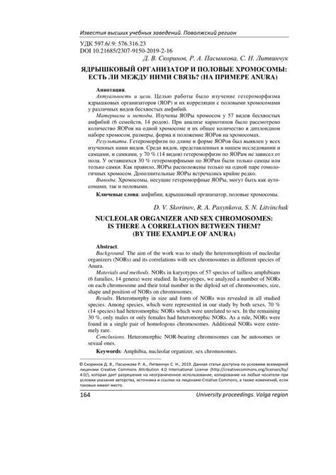 Pdf Nucleolar Organizer And Sex Chromosomes Is There A Correlation Between Them By The