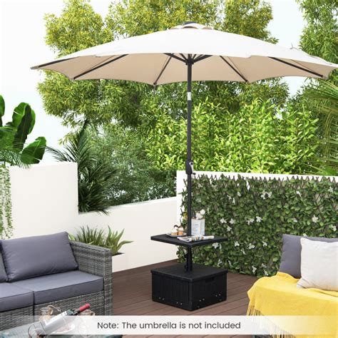 175 Lbs Outdoor Fillable Umbrella Base With Table Tray Costway