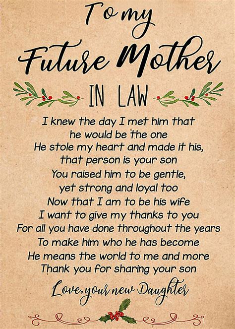 Poster TO MY FUTURE MOTHER IN LAW Digital Art by Gambrel Temple - Fine Art America