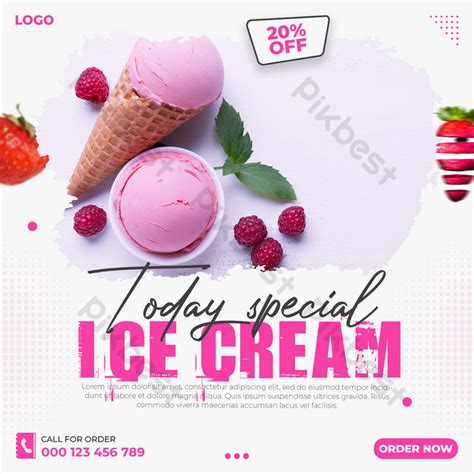 아이스크림 프로모션 소셜 미디어 게시물 배너 템플릿 Png Psd 무료 다운로드 Pikbest