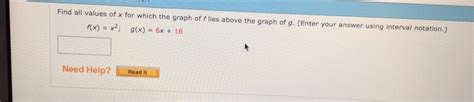 Solved Find All Values Of X For Which The Graph Of F Lies