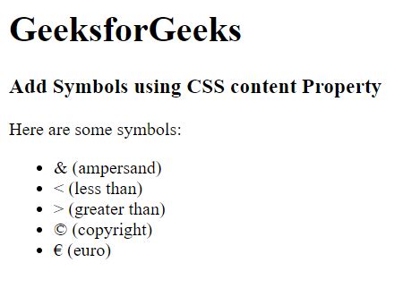 How To Add Symbols In Html Geeksforgeeks