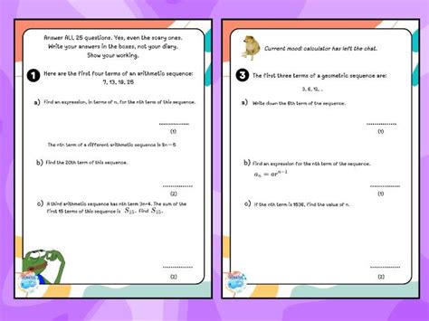 Edexcel Igcse Sequence Worksheets And Answers Yr 11 Teaching Resources
