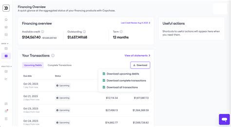 Balance Statements And Upcoming Debits Capchase