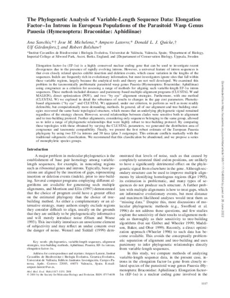 Pdf The Phylogenetic Analysis Of Variable Length Sequence Data