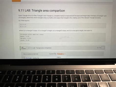 solved 9 11 lab triangle area comparison given triangle