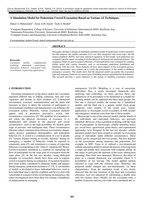 Pdf A Simulation Model For Pedestrian Crowd Evacuation Based On Various Ai Techniques