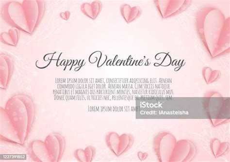 발렌타인 데이 컨셉 배경입니다 핑크 종이 하트입니다 귀여운 사랑 판매 배너 또는 인사말 카드 0명에 대한 스톡 벡터 아트 및 기타 이미지 Istock
