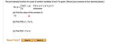 Solved The Joint Density Function For A Pair Of Chegg